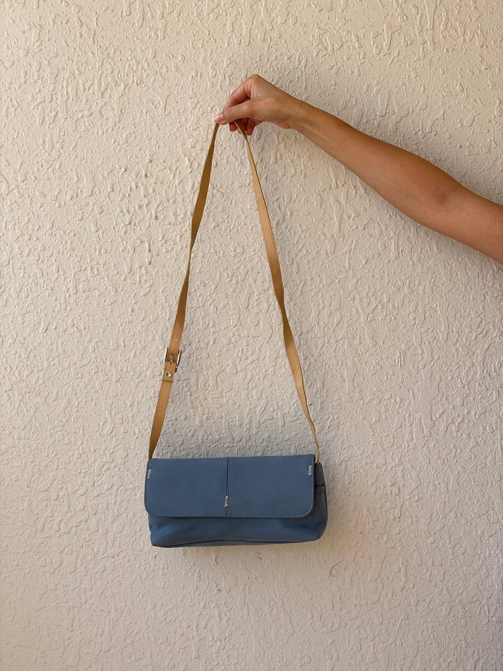 Vintage Amanda Smith Blue Purse Minimalist Y2K Flap Bag